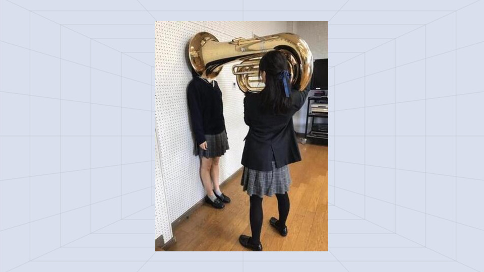 Girl Putting Tuba on Girl's Head - AI Memes Template