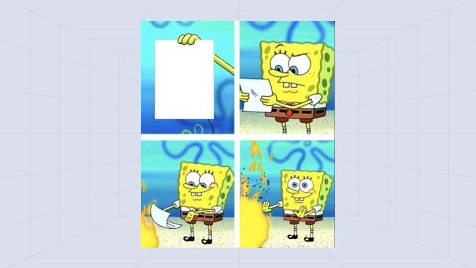 Spongebob Burning Paper - AI Memes Template