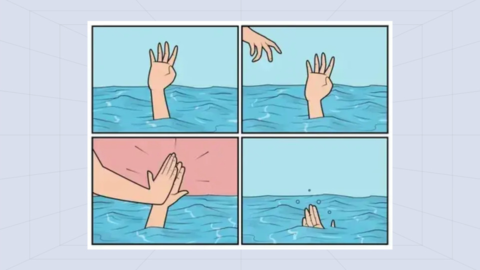 High five drown - AI Memes Template