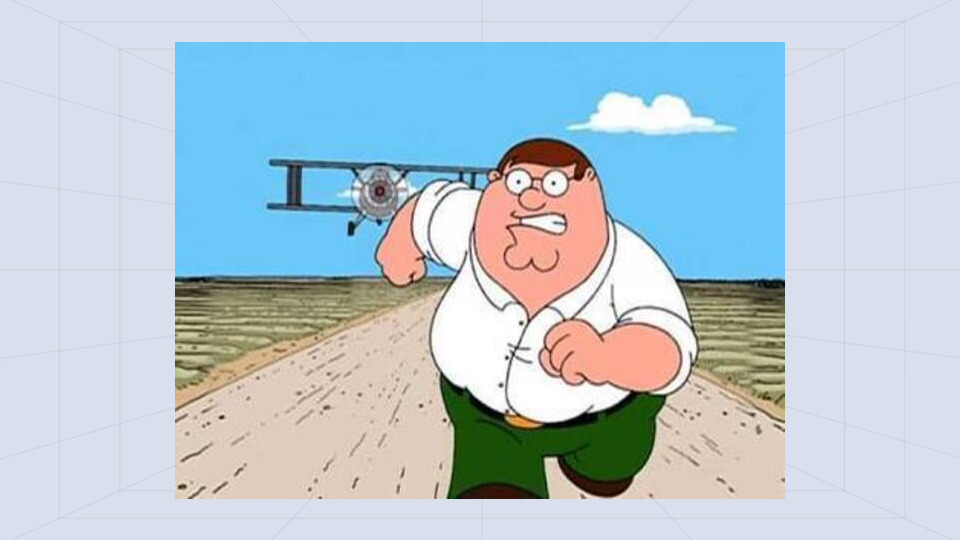 Peter Griffin Running Away From a Plane - Family Guy - AI Memes Template