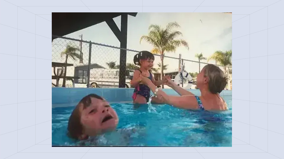 drowning kid in the pool - AI Memes Template