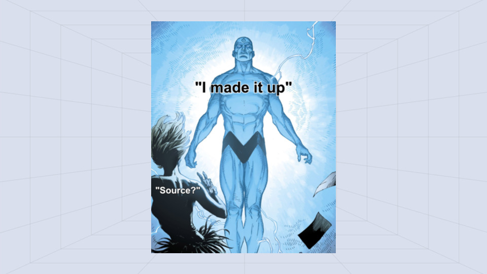 Source? I Made It Up - Dr. Manhattan Levitating from Watchmen - AI ...
