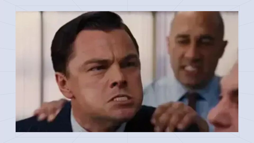 Leonardo DiCaprio Angry Face - The Wolf of Wall Street - AI Memes Template