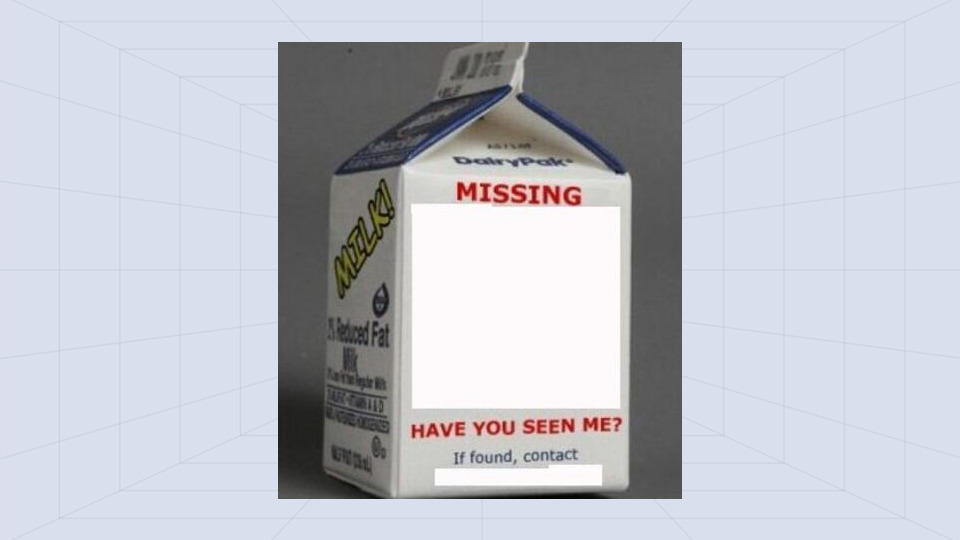 Milk Carton Missing Person - AI Memes Template