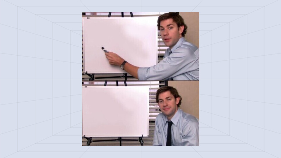 Jim Halpert Explains on Whiteboard - AI Memes Template