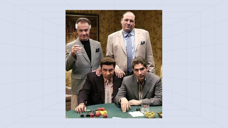 The Sopranos at poker table - AI Memes Template