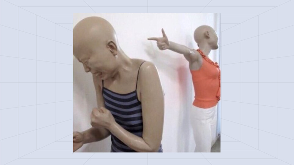 Pointing Mannequin - AI Memes Template