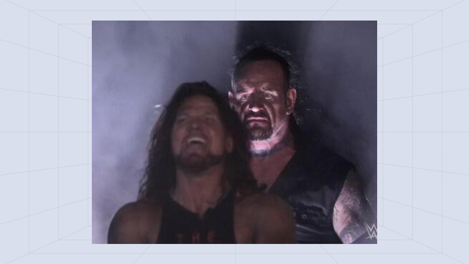 Undertaker Standing Behind AJ Styles Menacingly - AI Memes Template