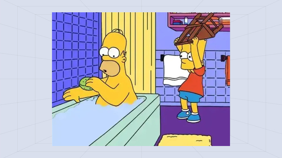 Bart Hitting Homer with a Chair - The Simpsons - AI Memes Template