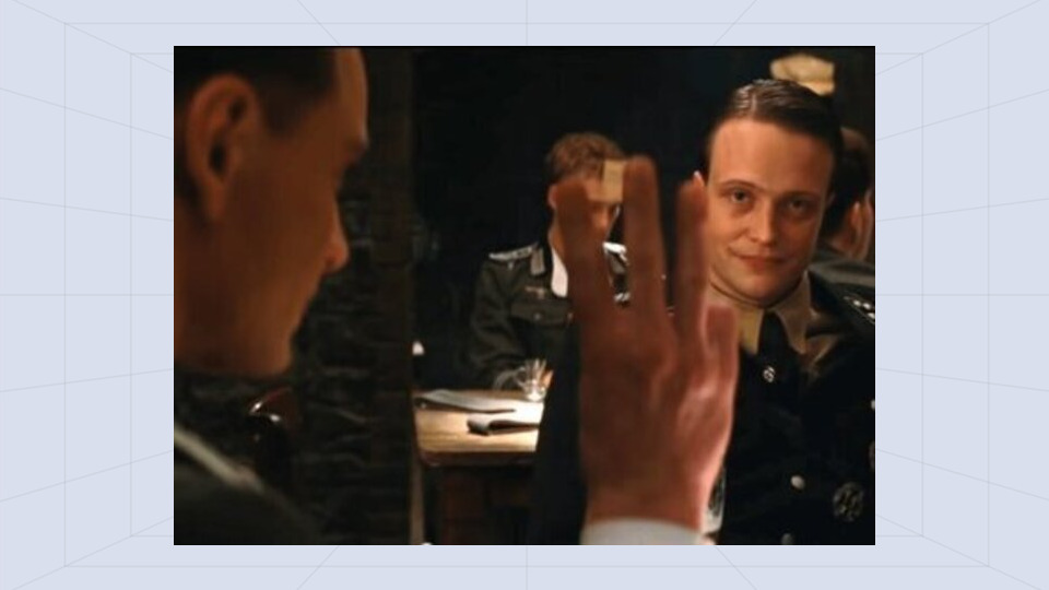Three Finger Gesture Reveals Imposter - Inglourious Basterds - AI Memes ...
