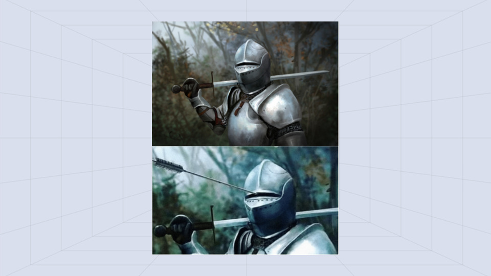 Knight with arrow in helmet - AI Memes Template