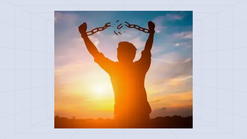 Man Breaking Chains with Sunset - AI Memes Template