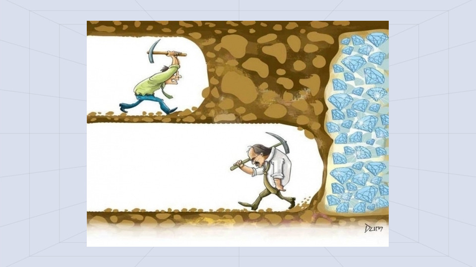 Never give up - Digging for DIamonds - AI Memes Template