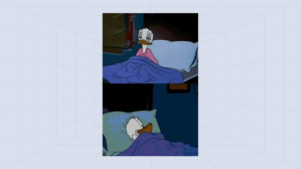 sleepy donald duck in bed - AI Memes Template