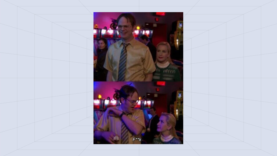 Angela Scares Dwight At Party F***! - The Office - AI Memes Template