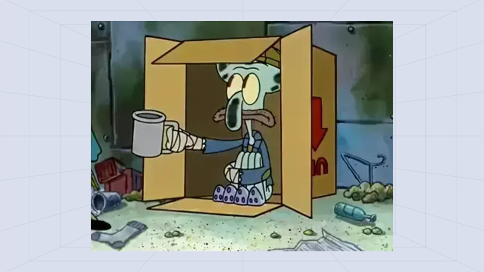 Beggar Squidward - SpongeBob SquarePants - AI Memes Template
