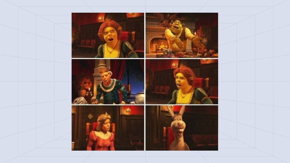 Shrek Fiona Harold Donkey - AI Memes Template