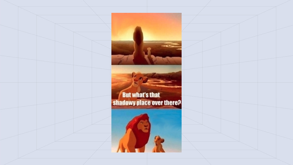 Simba Shadowy Place - AI Memes Template