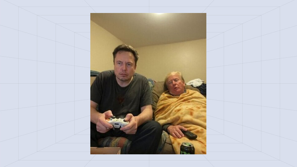 Elon Musk Playing Xbox While Trump Sleeps - AI Memes Template