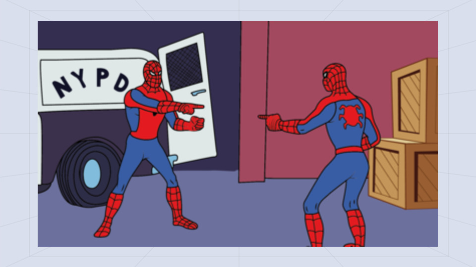 spiderman pointing at spiderman - AI Memes Template