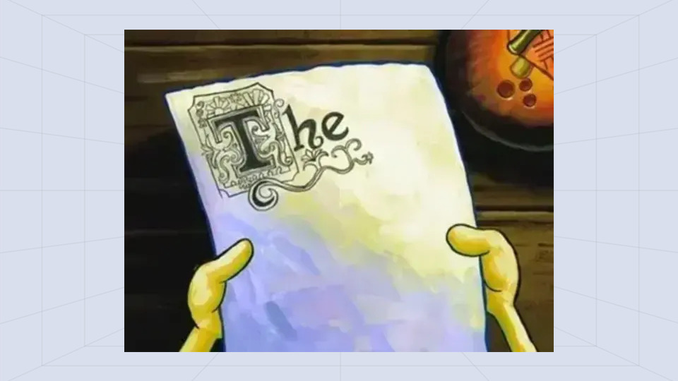 SpongeBob SquarePants Writing Essay - "The" - AI Memes Template