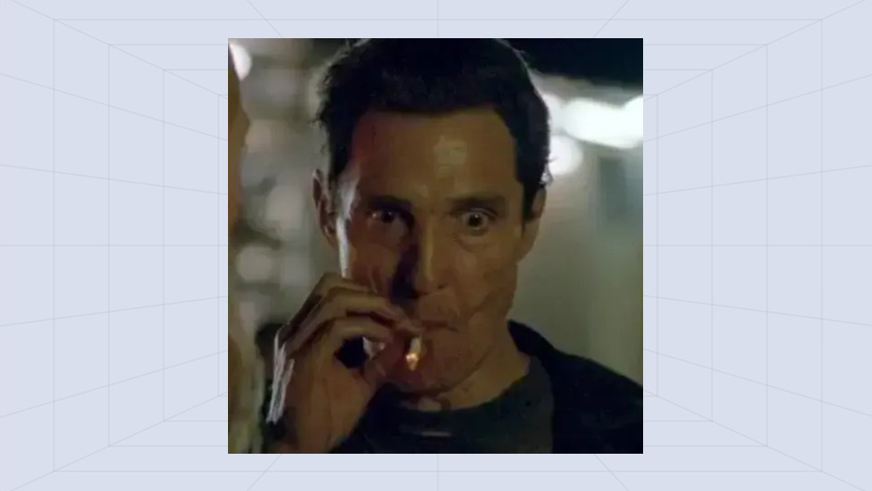 Matthew McConaughey Smoking Intensely - True Detective - AI Memes Template