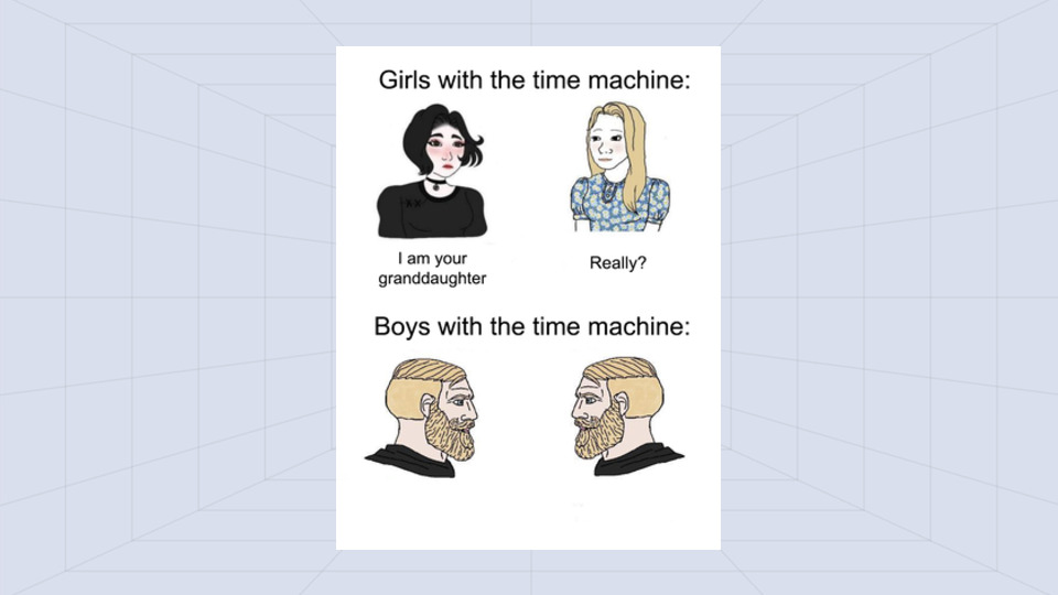 Girls with Time Machine Vs. Boys with Time Machine - AI Memes Template